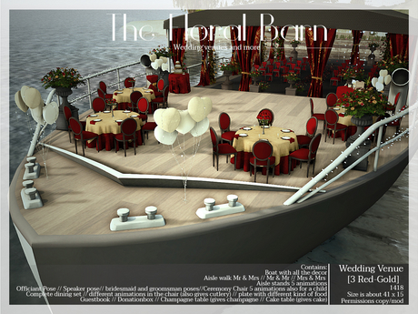 Second Life Marketplace - Wedding|Marriage.:Wedding Boat [3 Red-Gold ...